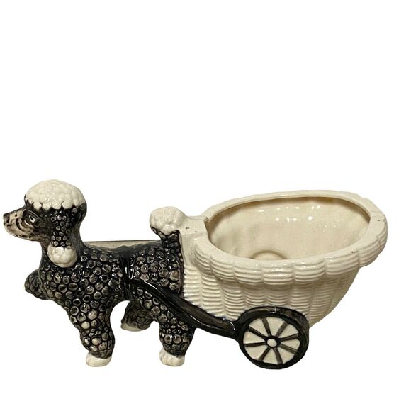 Accents | Vintage Hand Decorated Poodle Dog With Cart Planter Plants ...